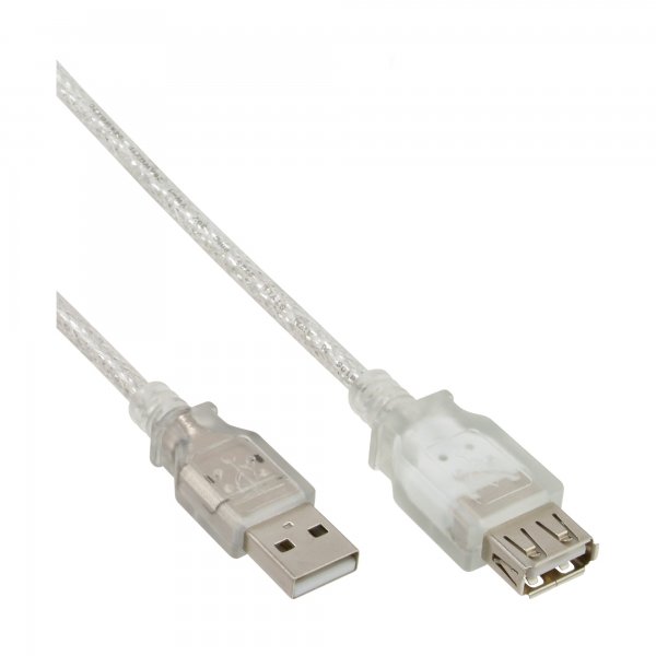 InLine® USB 2.0 Extension Cable Transparent Type A male to female 5m ...