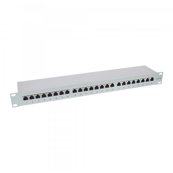InLine® Patch Panel Cat.6 24 Port 19" 1HE light grey RAL7035 - Patch ...