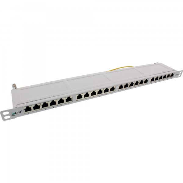 InLine® Patch Panel 19" Cat.6A 24 Port 0.5U light grey RAL7035 - Patch ...